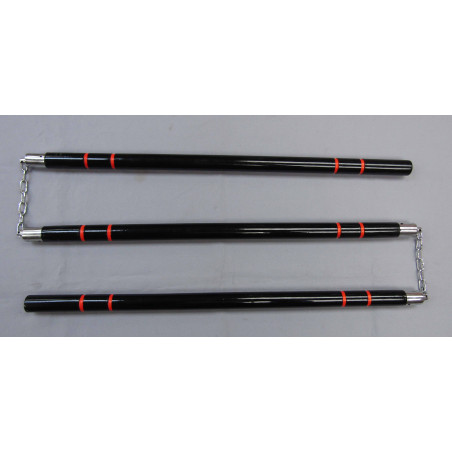 Hard wood 3 sectional staff black