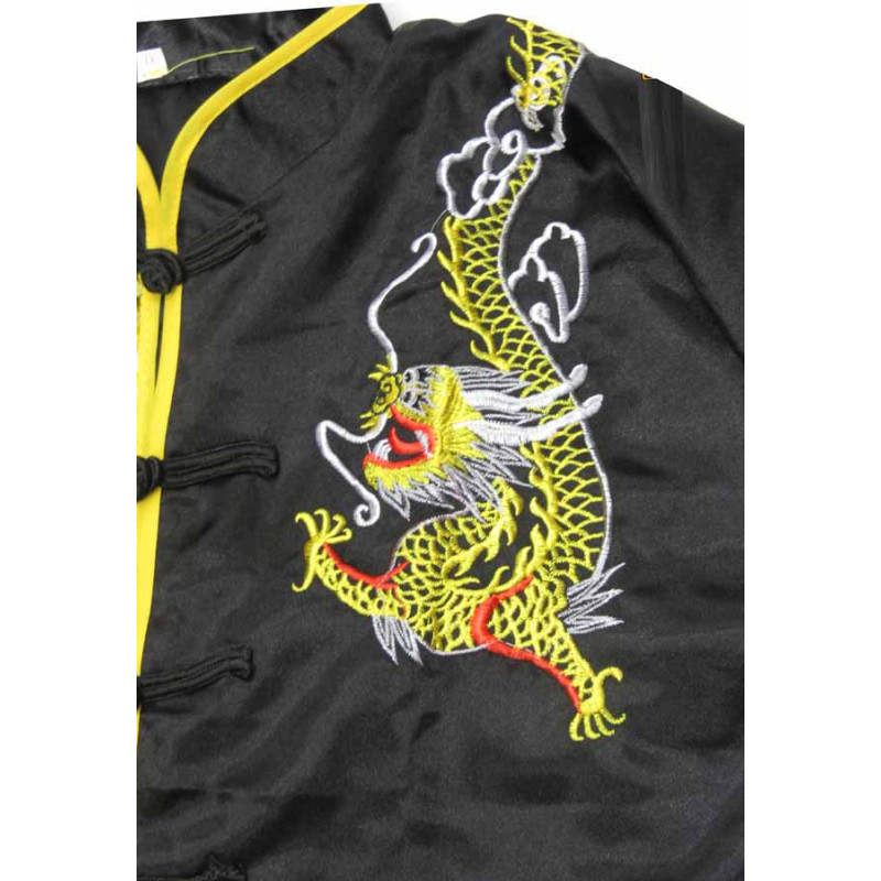 WUSHU UNIFORM black WITH GOLD DRAGON
